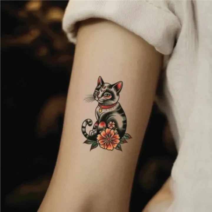 Traditional Cat Tattoo Design